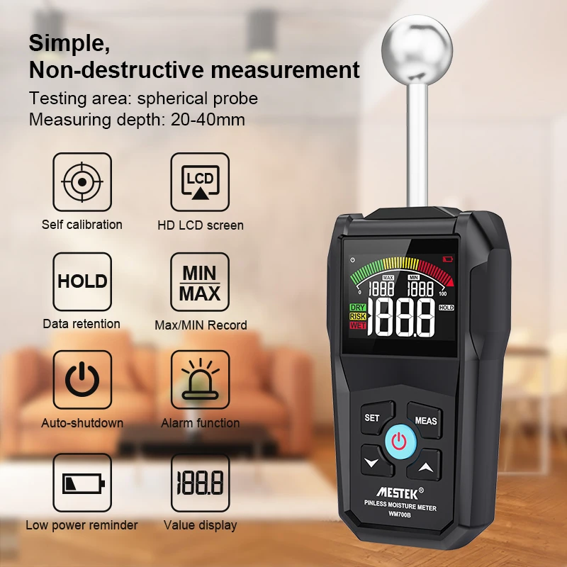 Mestek WM700B Digital Inductive Moisture Meter for Concrete