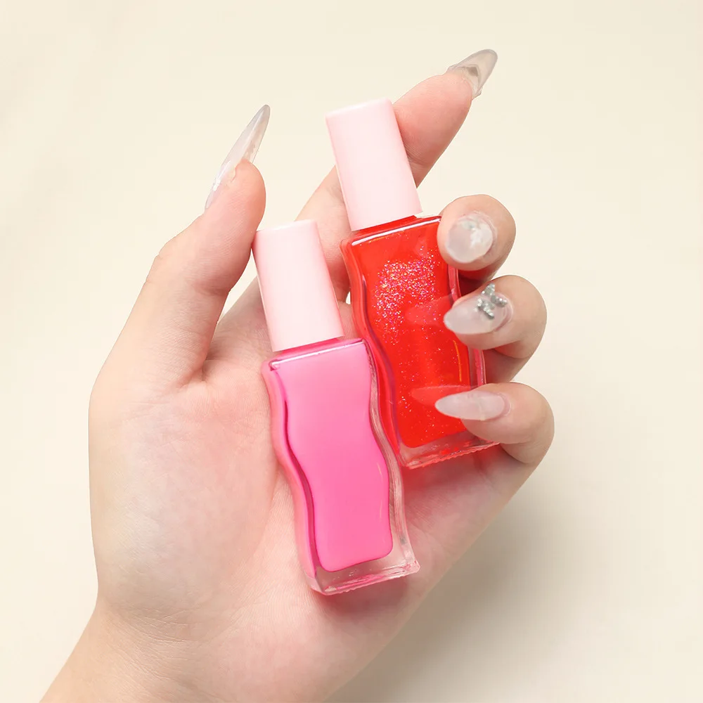 Wavy Color Change Glass Bottle Lip Oil Moisturizing Cross-Border ...