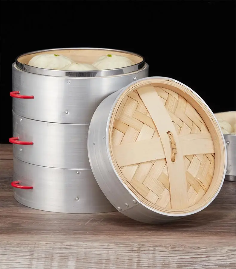 Mu Mini Dim Sum Steamer Dumpling Eco Minin Bamboo Silicone Mat Aluminum ...