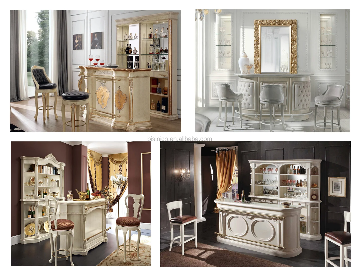 Luxury European Baroque Style Wood Carving - Grand Castle Bar Counter