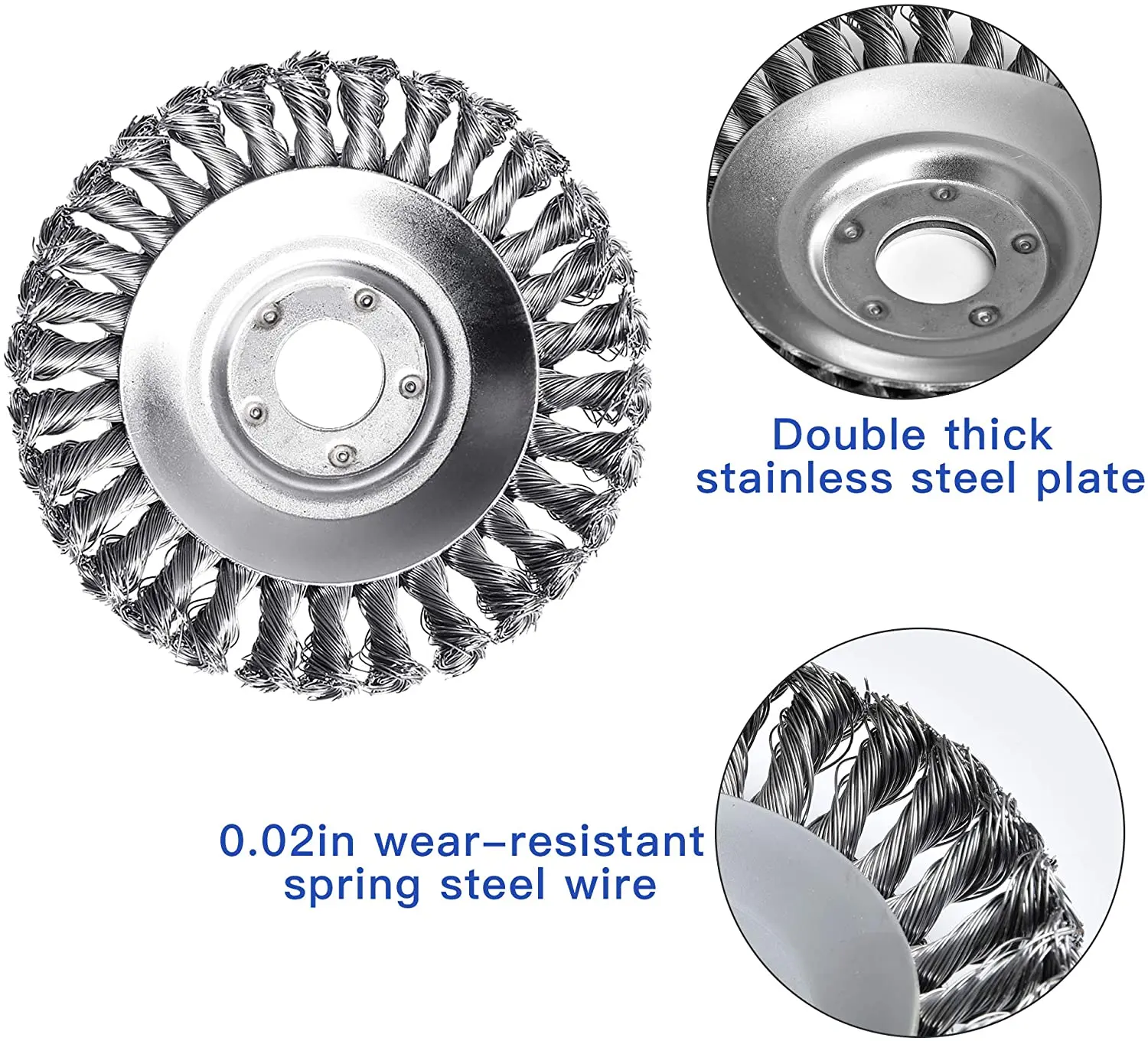 Rotary Brush Steel Wire Brush Cutter Trimmer Head Set 6'' 8'' Rotary ...