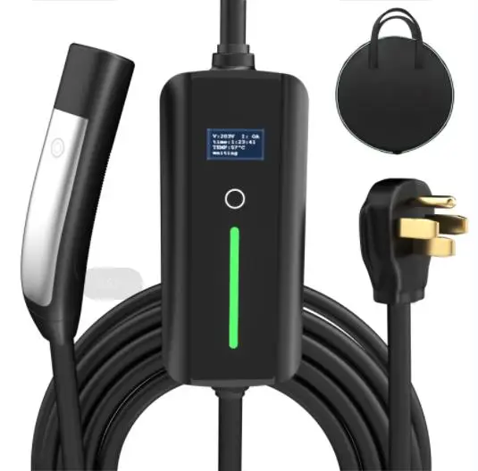 7kw Single Phase 32a Portable Ev Charger With Lcd And Nema 14-50p ...