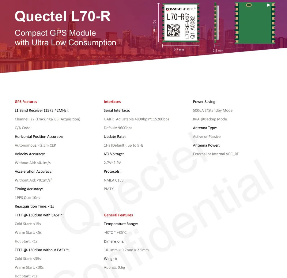 Quectel L70-R Compact GPS Module – Ultra Low Consumption, Accurate ...