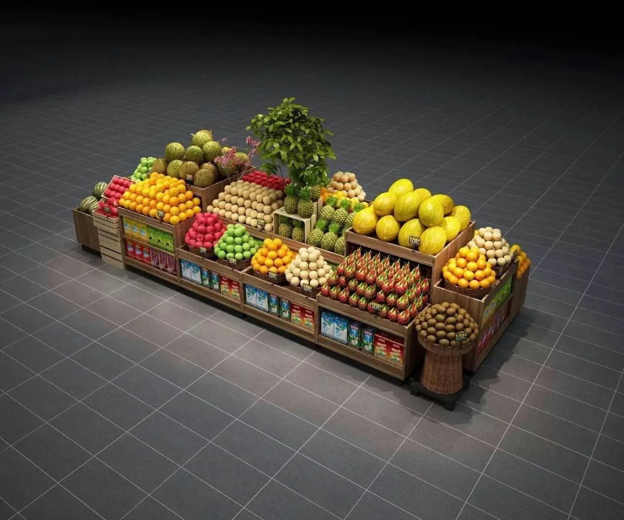 Wooden Fruit And Vegetable Supermarket Racks Oem Supplier For ...