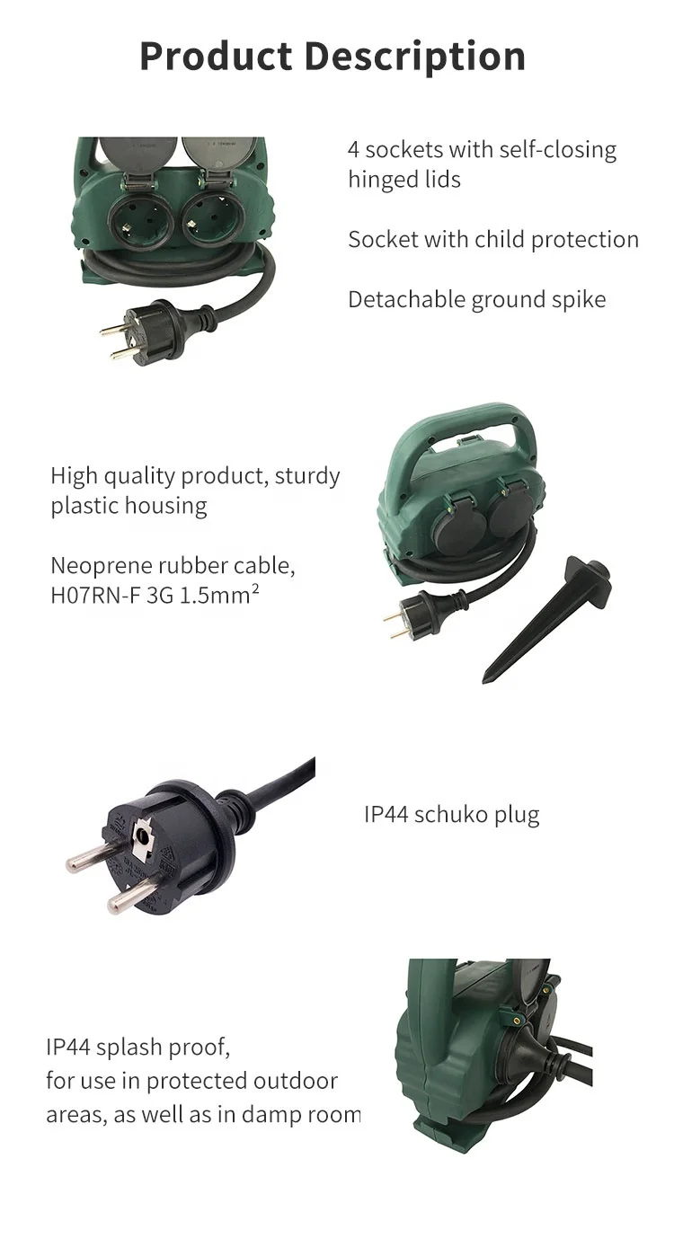 Garden Waterproof IP44 Outdoor Power Extension Cord Socket With 1.5m ...