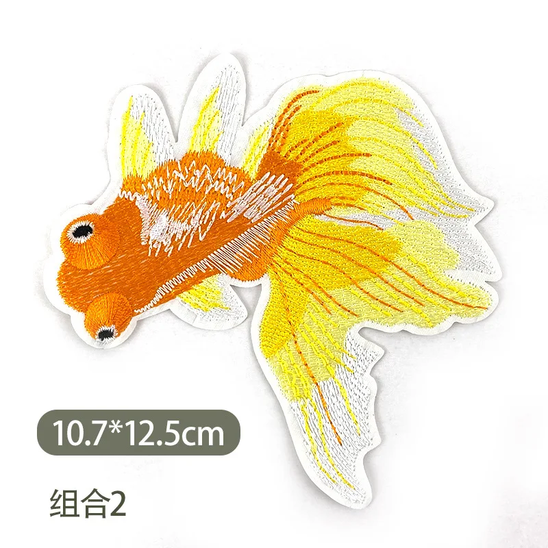 Cartoon Goldfish Cloth Appliqued Retro Patch Appliqued Colorful ...
