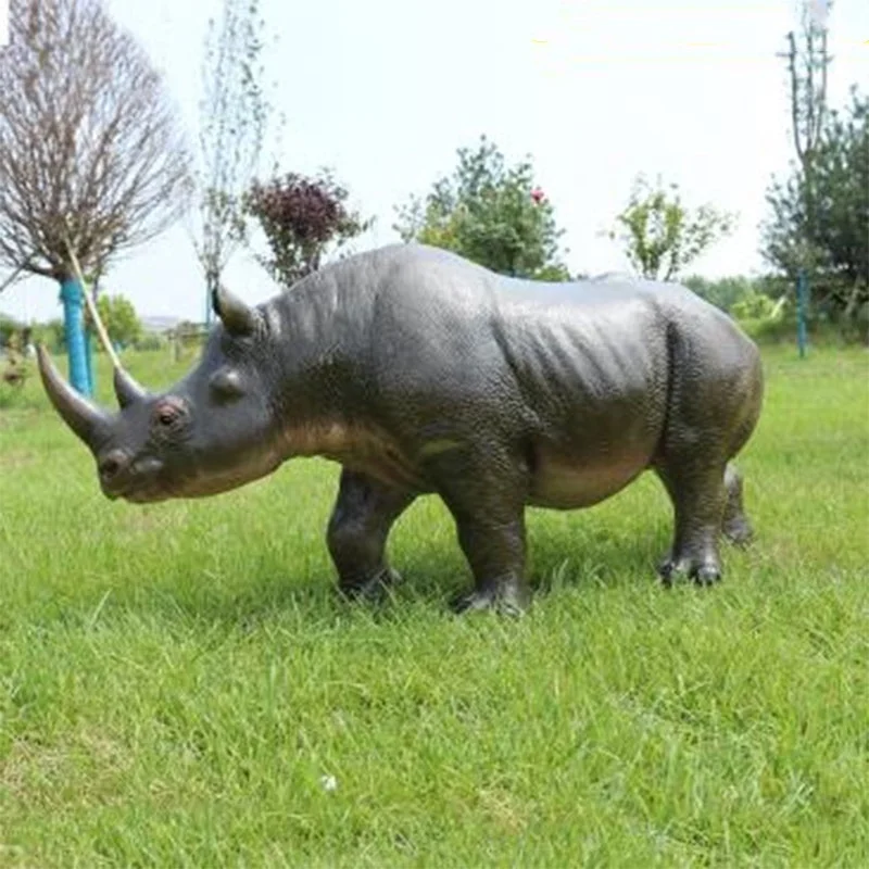 Outdoor Life Size Fiberglass Wild Animal Rhinoceros Sculpture ...