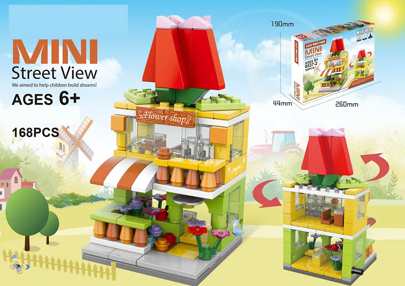 Lele Brother 8 Styles Architectural Model Toy Kids Diy Mini Street ...