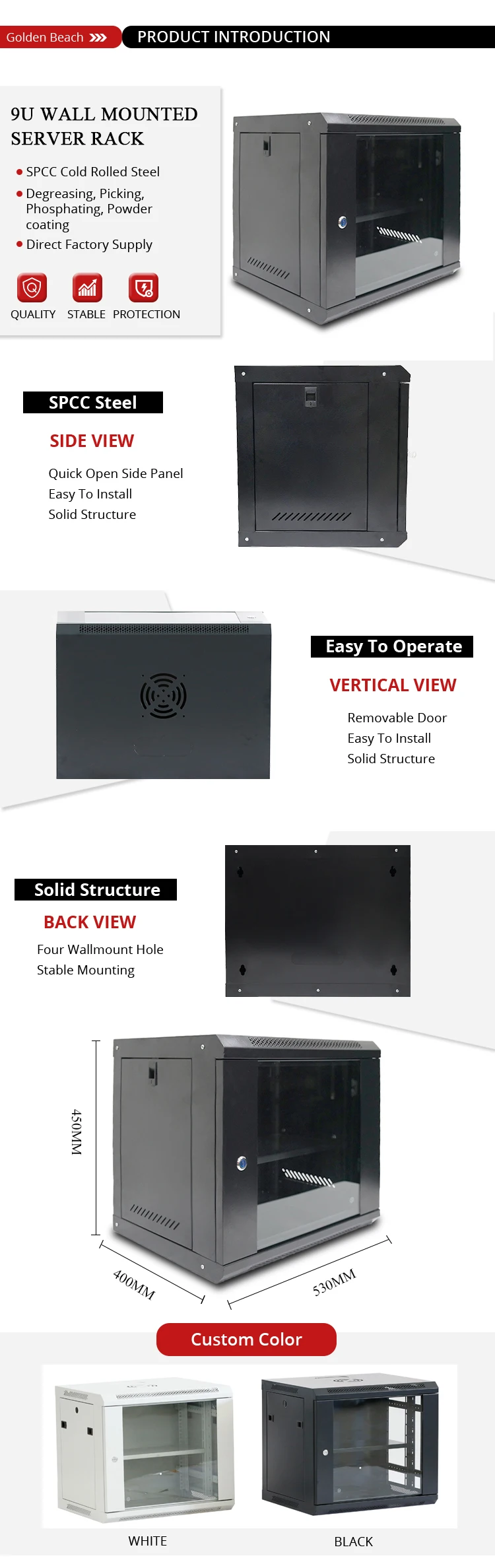 Vcom Factory Outdoor Waterproof 9u Server Rack Cabinet 19u Wall Mount ...