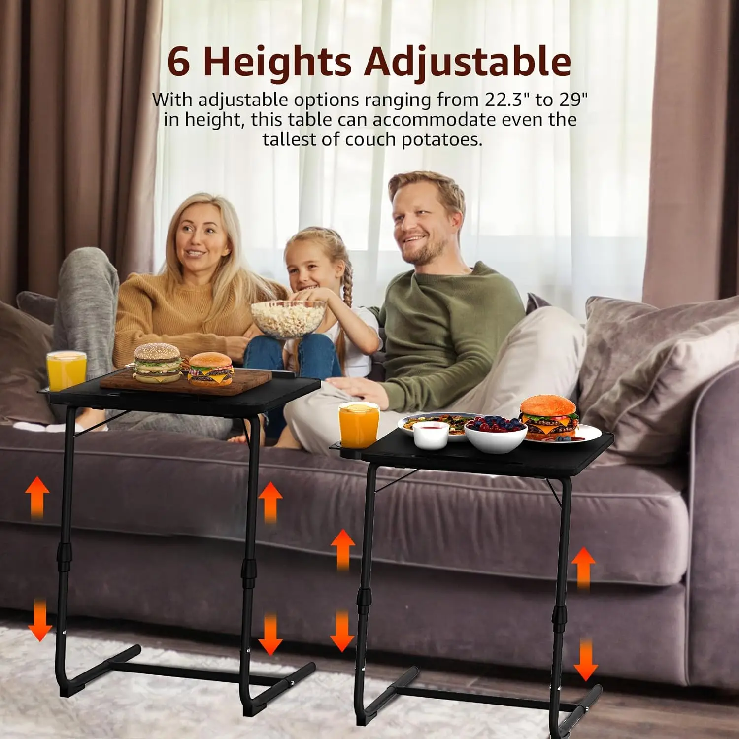 Adjustable Wooden Folding TV Tray Portable Cup Holder Desk Table ...