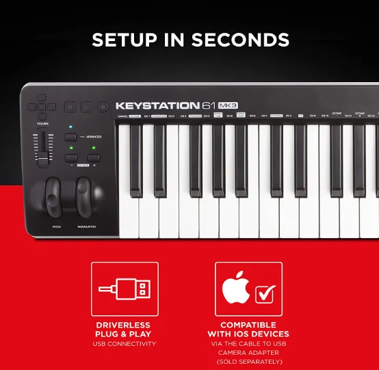 M-audio Keystation 61 Mk3 - Synth Action 61 Key Usb Midi Keyboard Controller With Assignable ...