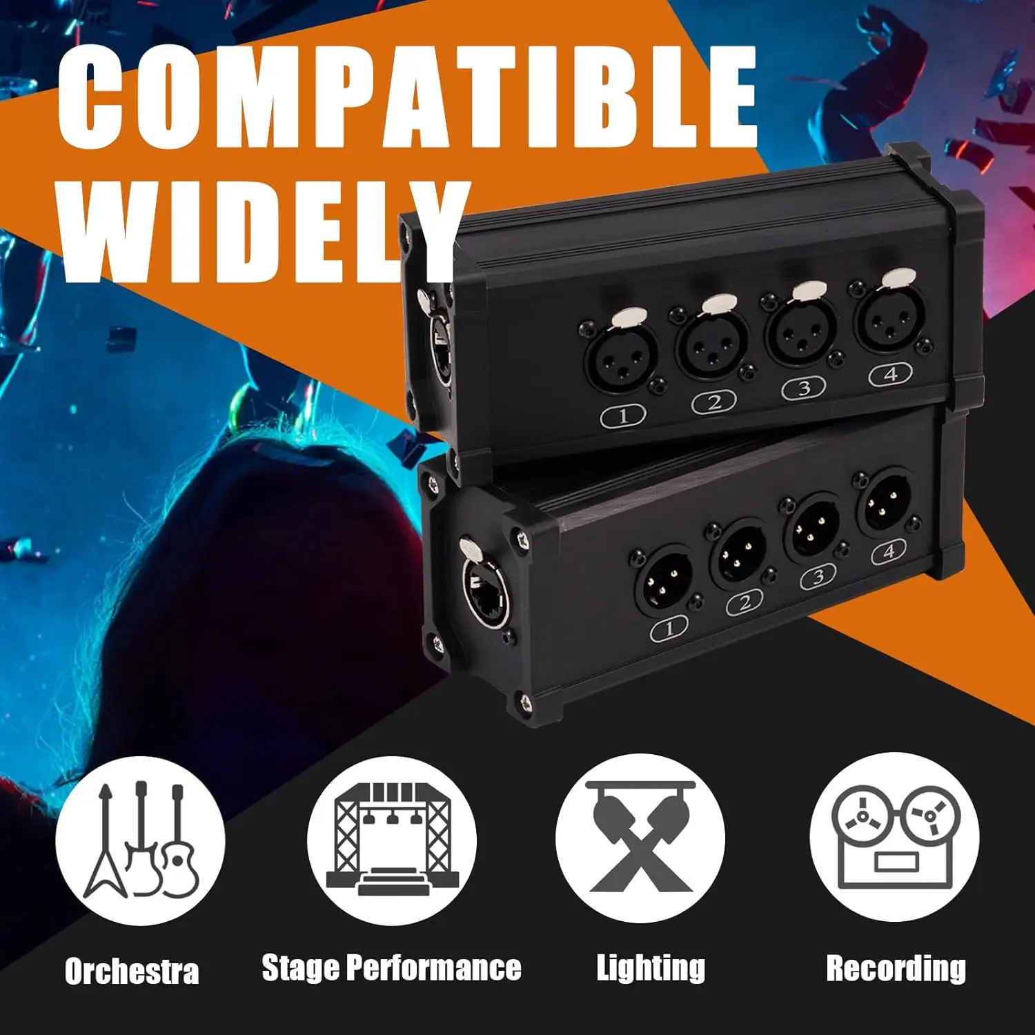 4 Channel 3 Pin Multi Network Xlr Cable Breakout Stage Sound Lighting ...