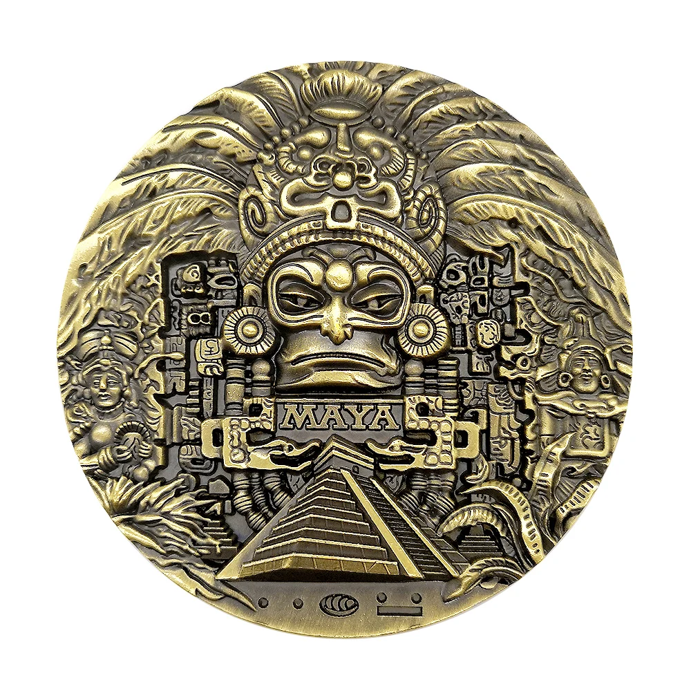 Mexico Mayan Civilization Pyramid Commemorative Medal Mayan Custom ...