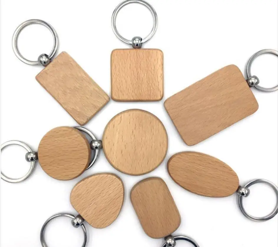 Customize Cute Blank Wooden Keychains Personalized Engraved Keychain ...