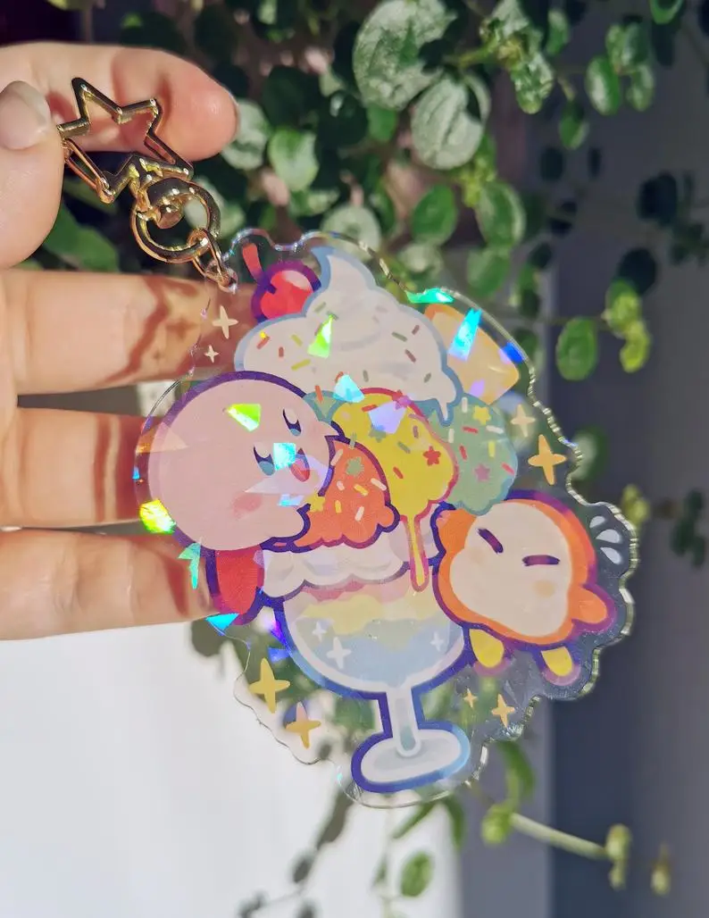 Laser Logo Clear Printed Charm Custom Acrylic Holographic Finish ...