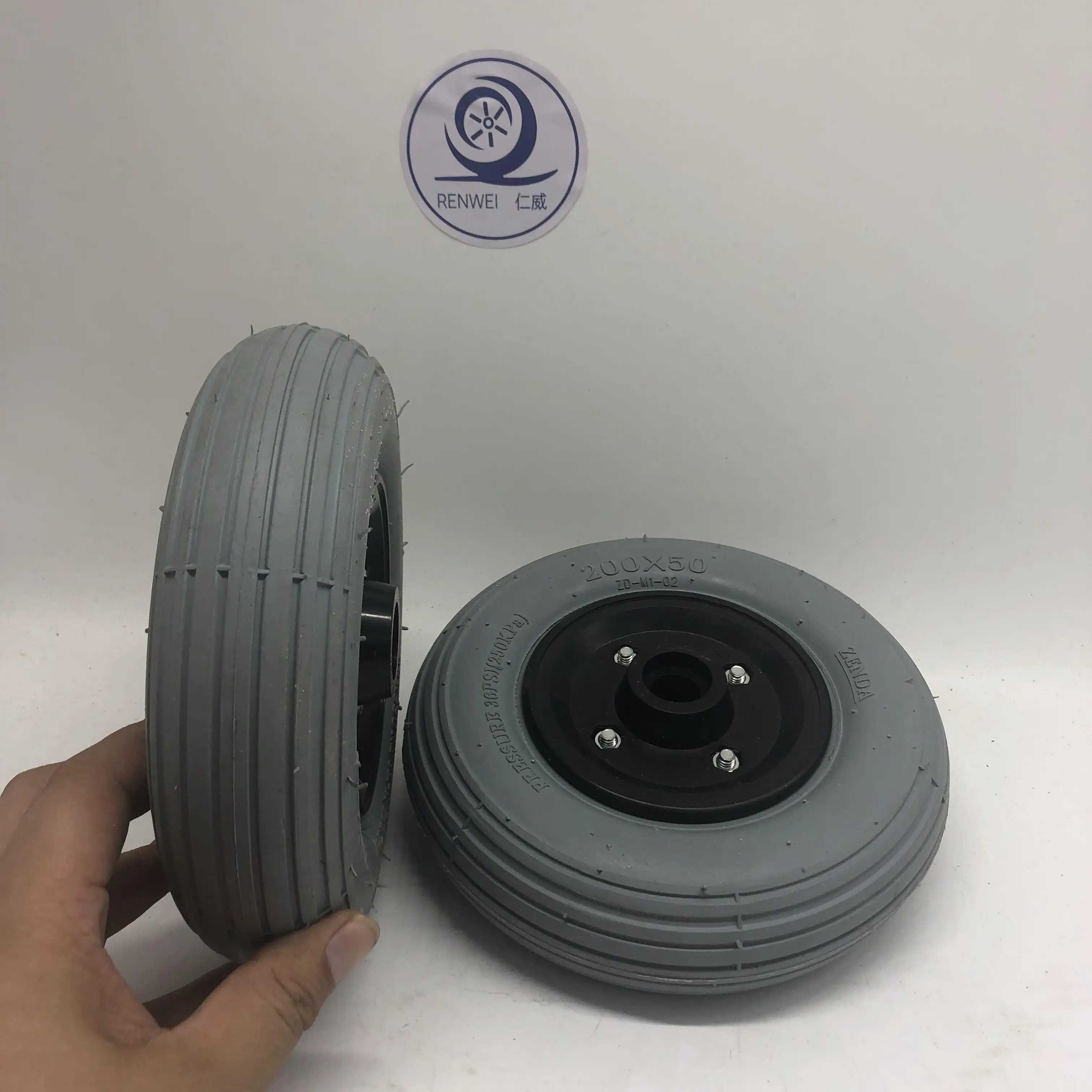 200x50 Wheelchair Gray Rubber Pneumatic Wheel 8 Inch Wheelchair Front ...