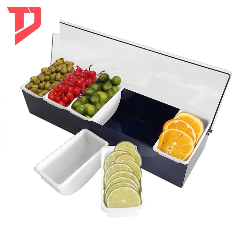 Custom Acrylic Plastic Compartment Bar Stainless Steel Condiment ...