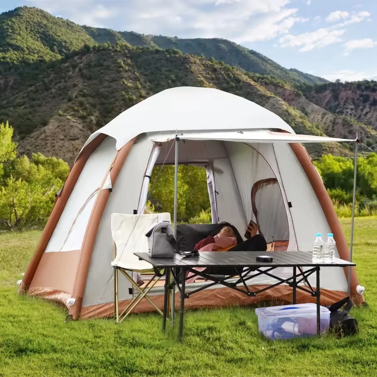 4 Season Glamping Inflatable Camping Tent With 2-4 Persons Waterproof Windproof Outdoor Air Tent ...