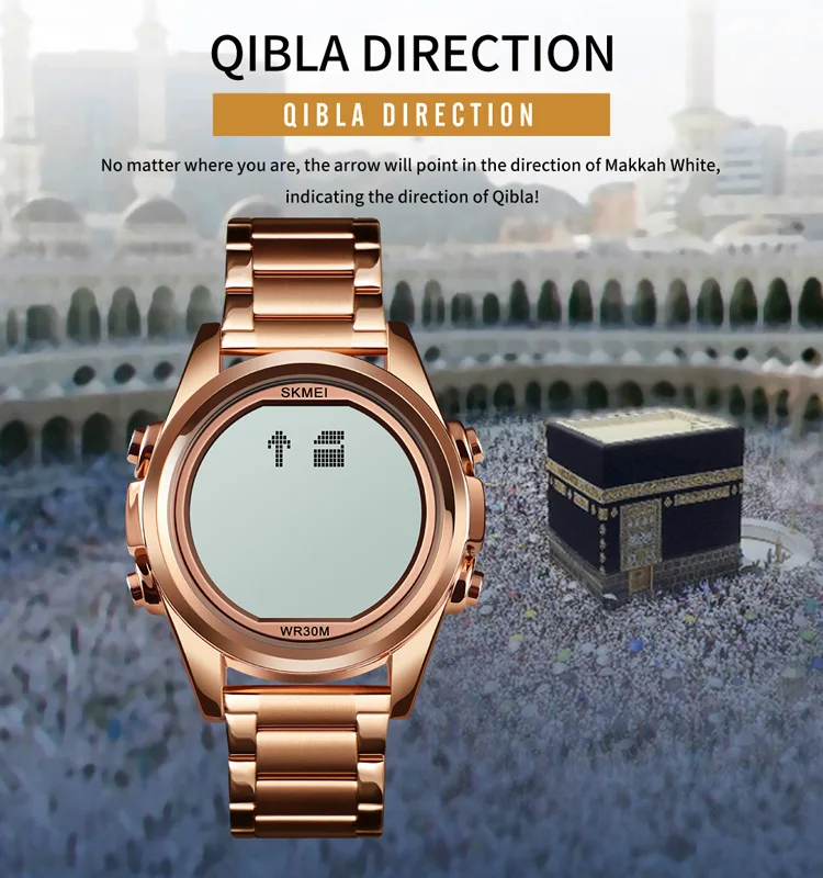 Skmei 1667 islamic qibla sport wristwatch saat religious azan al fajr ...