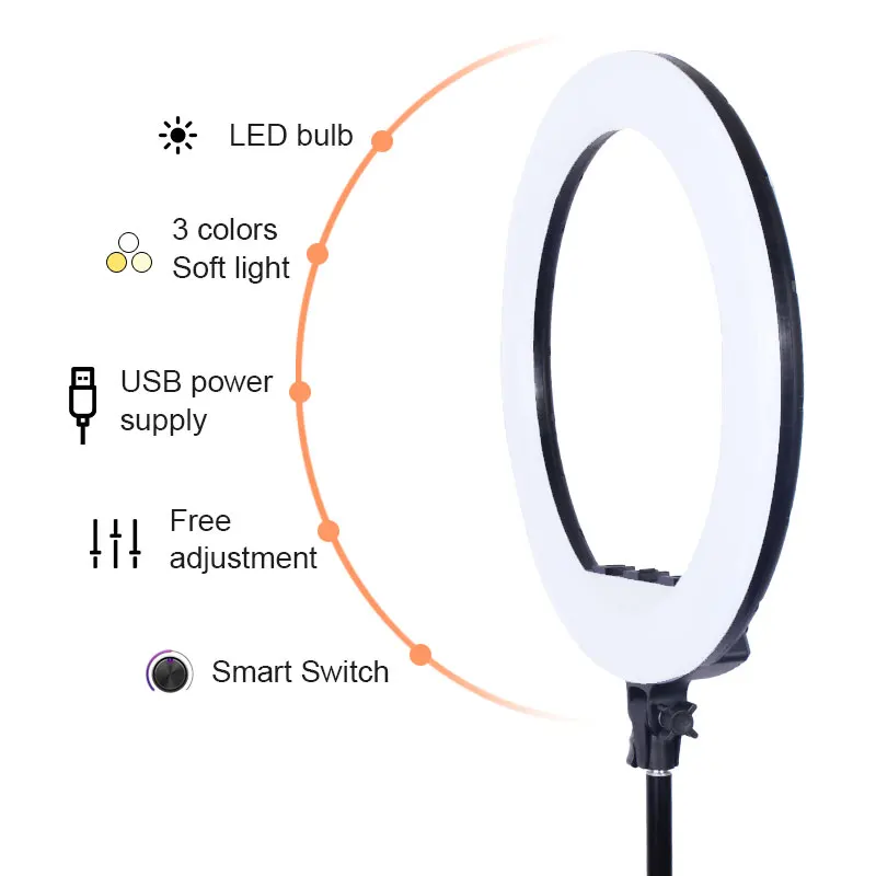 Wall Mounted 18'' Ring Light for Beauty Salon & Photography