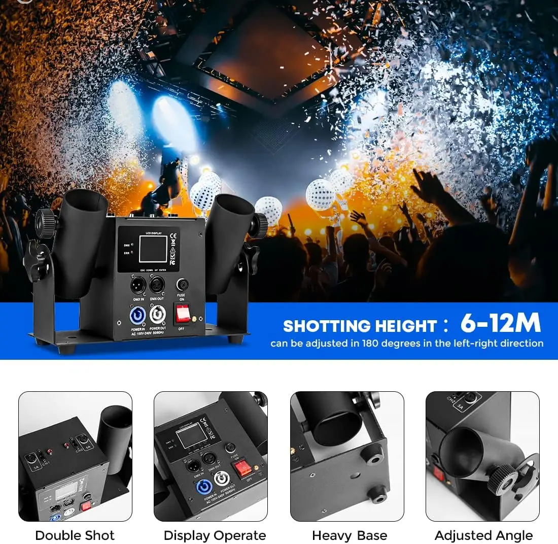 Topflashstar Dmx Remote Control Confetti Cannon Machine With Two Tube ...