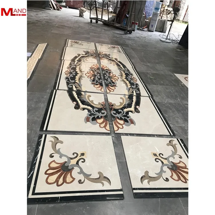 Luxury Home Decor Rectangle Flower Pattern Marble Waterjet Medallion ...