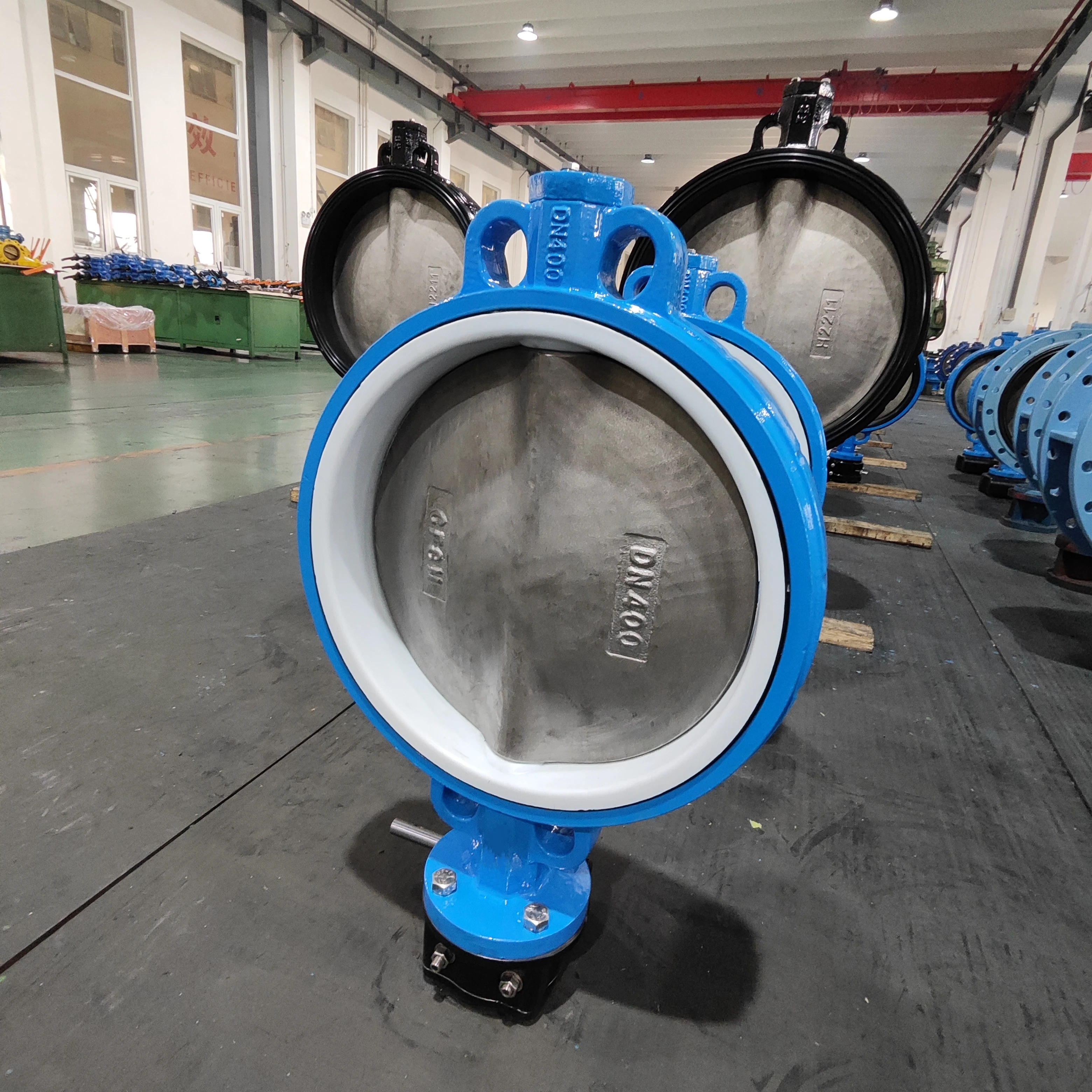 Worm Gear Operation Butterfly Valves DN400 Ductile Iron Wafer Butterfly ...