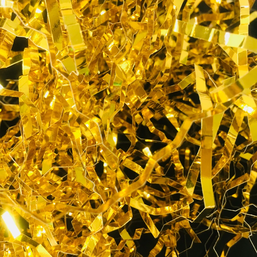 Metallic Gold Crinkle Cut Shredded Paper for Gift Wrapping