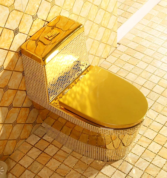 Modern Luxury Gold Commode Toilet - One Piece Ceramic Design, Dual ...