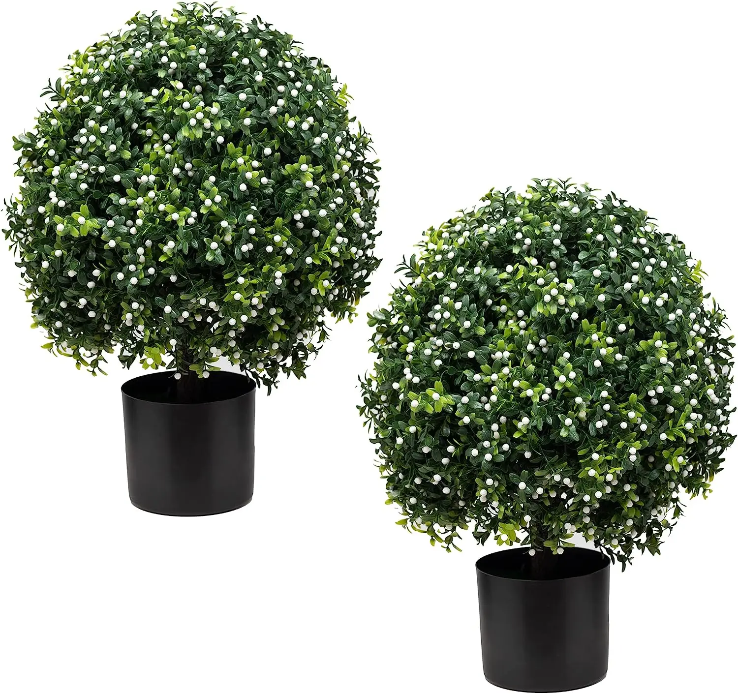 21 Inch Artificial Boxwood Green Topiary Ball Tree Plant for Outdoor ...