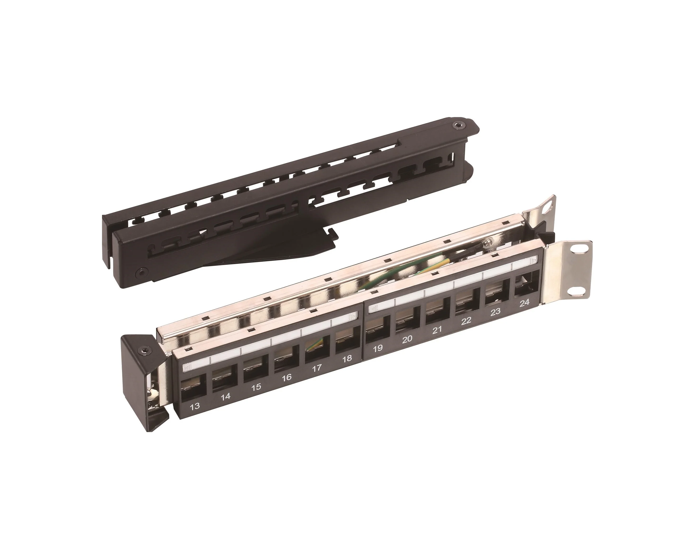 24 Port Angled Patch Panel CAT6A STP for Cat6a Cat6 Cat5e Keystone Jack ...