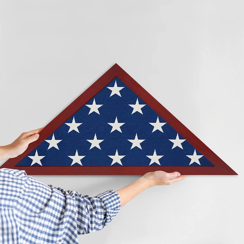 Large Wooden Flag Box Display Case For Burial Flag Triangle Flag Holder ...