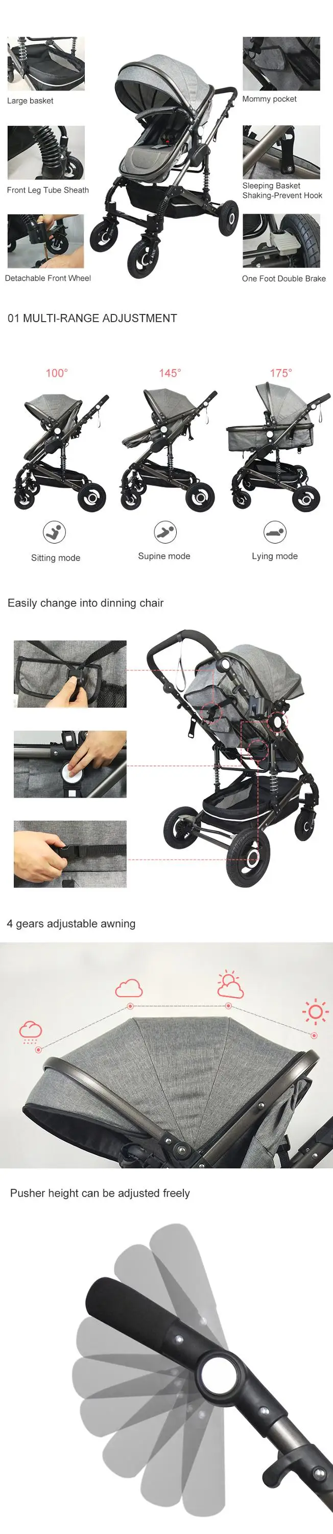 TT 360 Carrito De Bebe - Travel System 3 in 1 Luxury Stroller