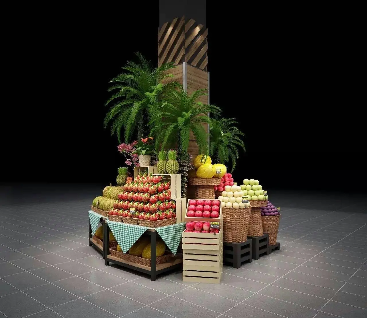 Wooden Fruit And Vegetable Supermarket Racks Oem Supplier For ...