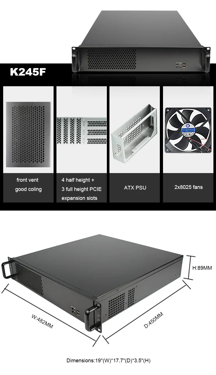 Stainless Steel 450mm 2u Server Chassis With Full Pci 19 Inch ...