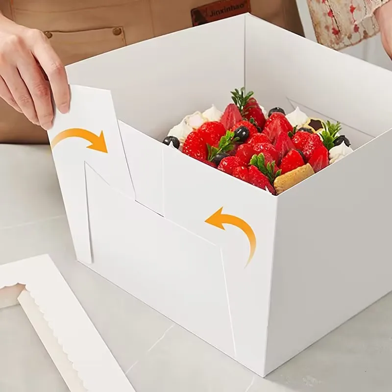 10x10x8 Inches Tall White Bakery Boxes Large Square Cardboard Cake Box ...