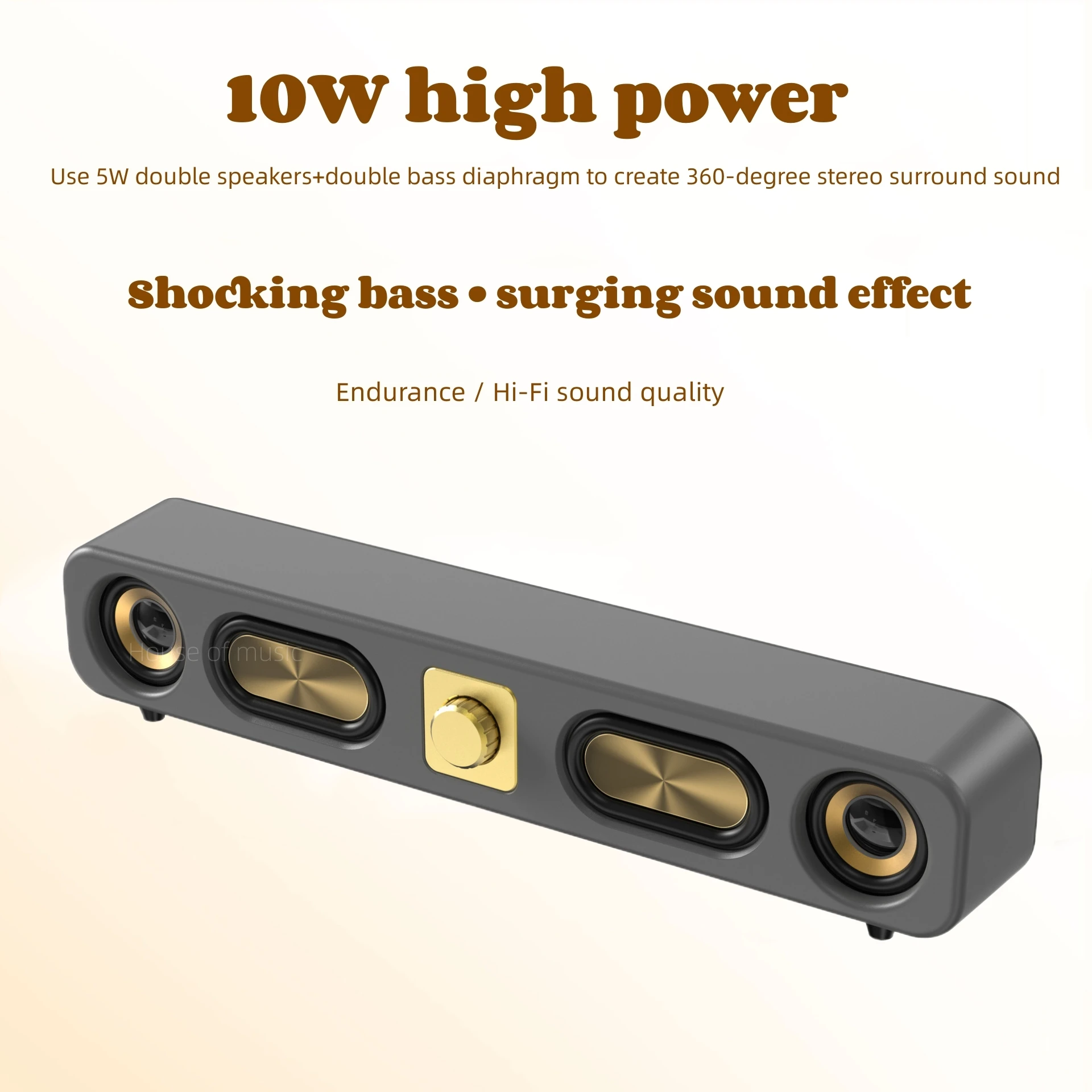 Retro Portable Soundbar with Subwoofer for Home Entertainment