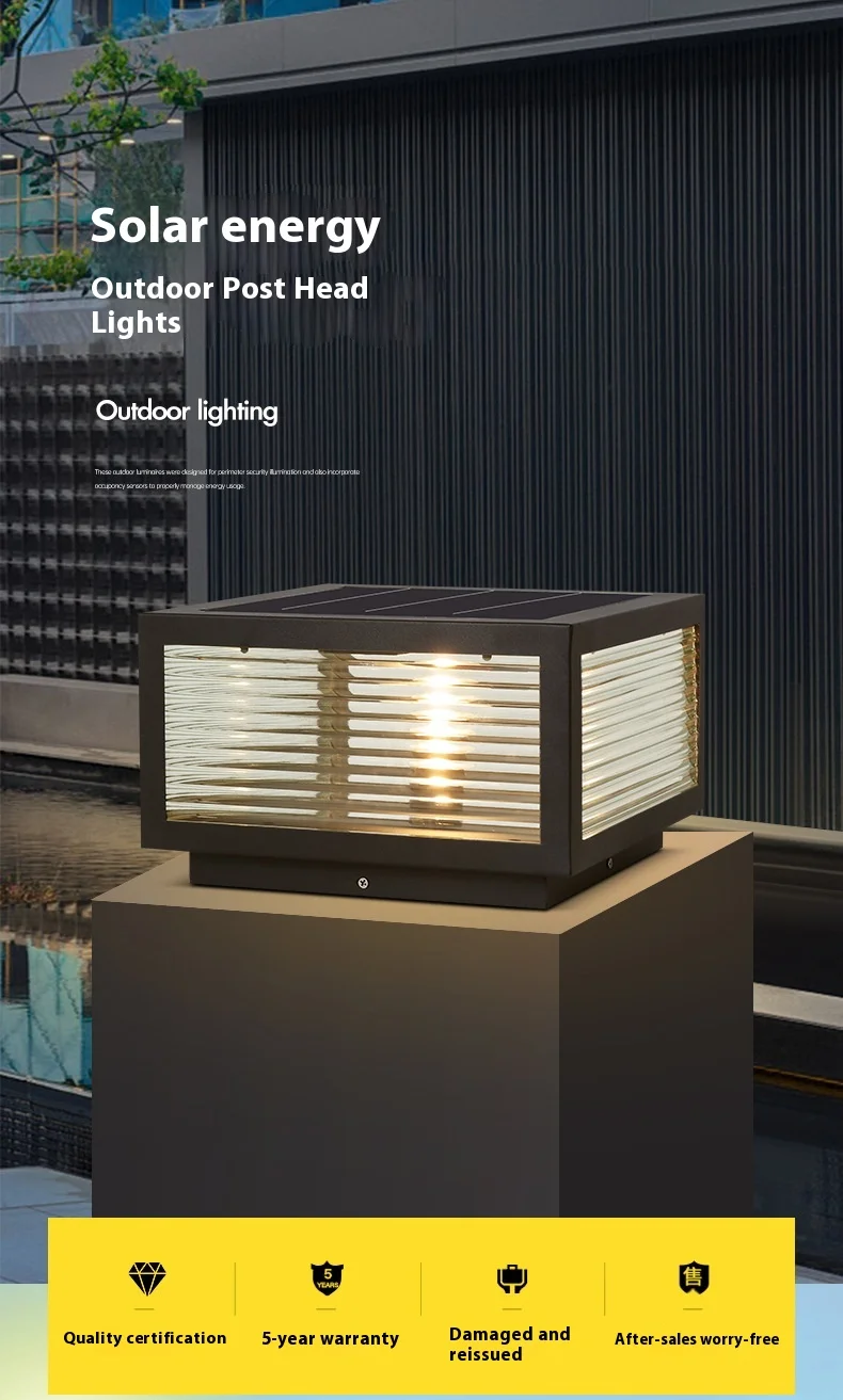 Modern E27 Outdoor LED Square Pillar Lamp Black Aluminum IP65 ...