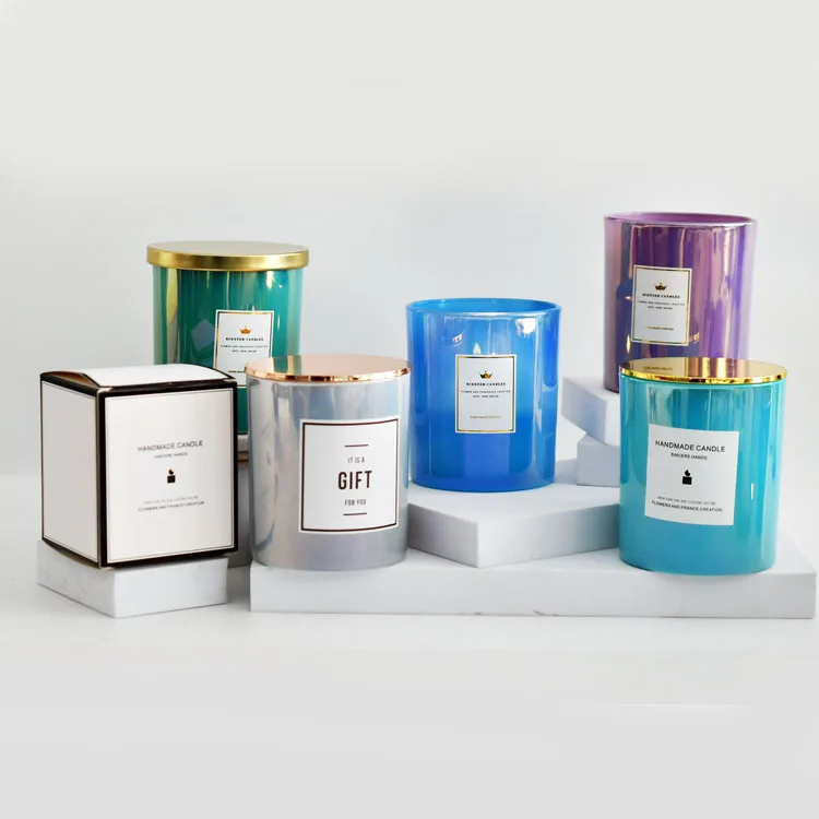 Colored Glass Candle Jar with Metal Lid - 12oz Hot Selling