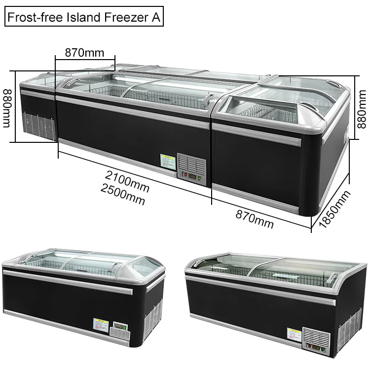 Supermarket Island Freezer Showcase - AHT Glass Horizontal Freezer