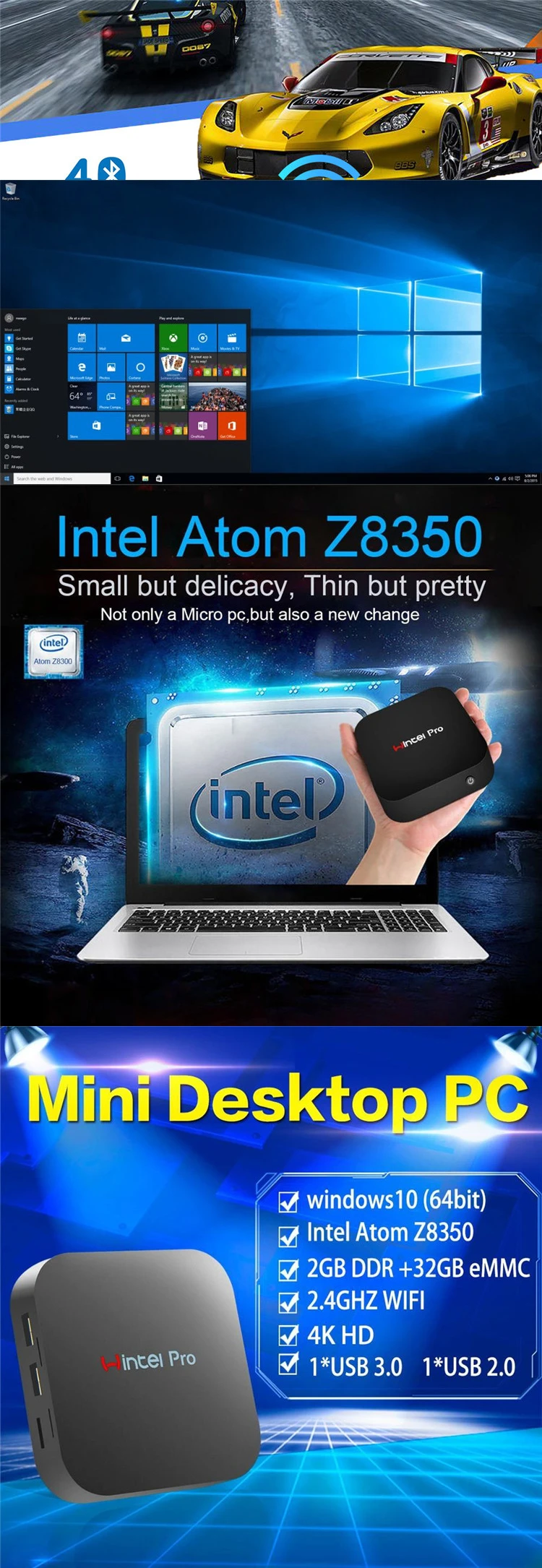 Wintel Cx-w8 Pro Wintel W8 Pro Dual Intel Mini Pc Window10 Android 4.4 ...