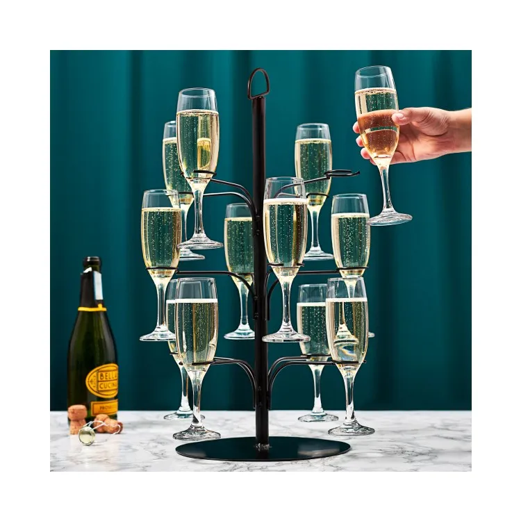 Black Metal 12 Glass Glass Holder Stand Wine Glass Stand Cocktail Tree Racks Stand Wine Display
