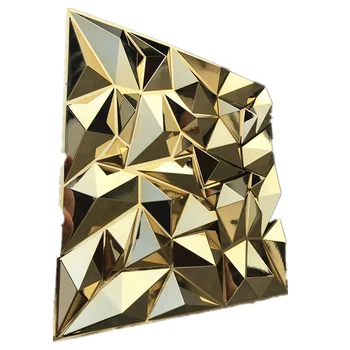 Diamond Metallic Silver Gold Pvc 3d Wall Panel For Decoration Fire ...