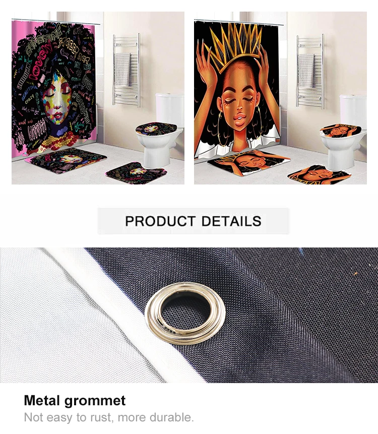 New Arrival African Girl Print Flannel Memory Foam 4 Piece Bath Rug Set ...