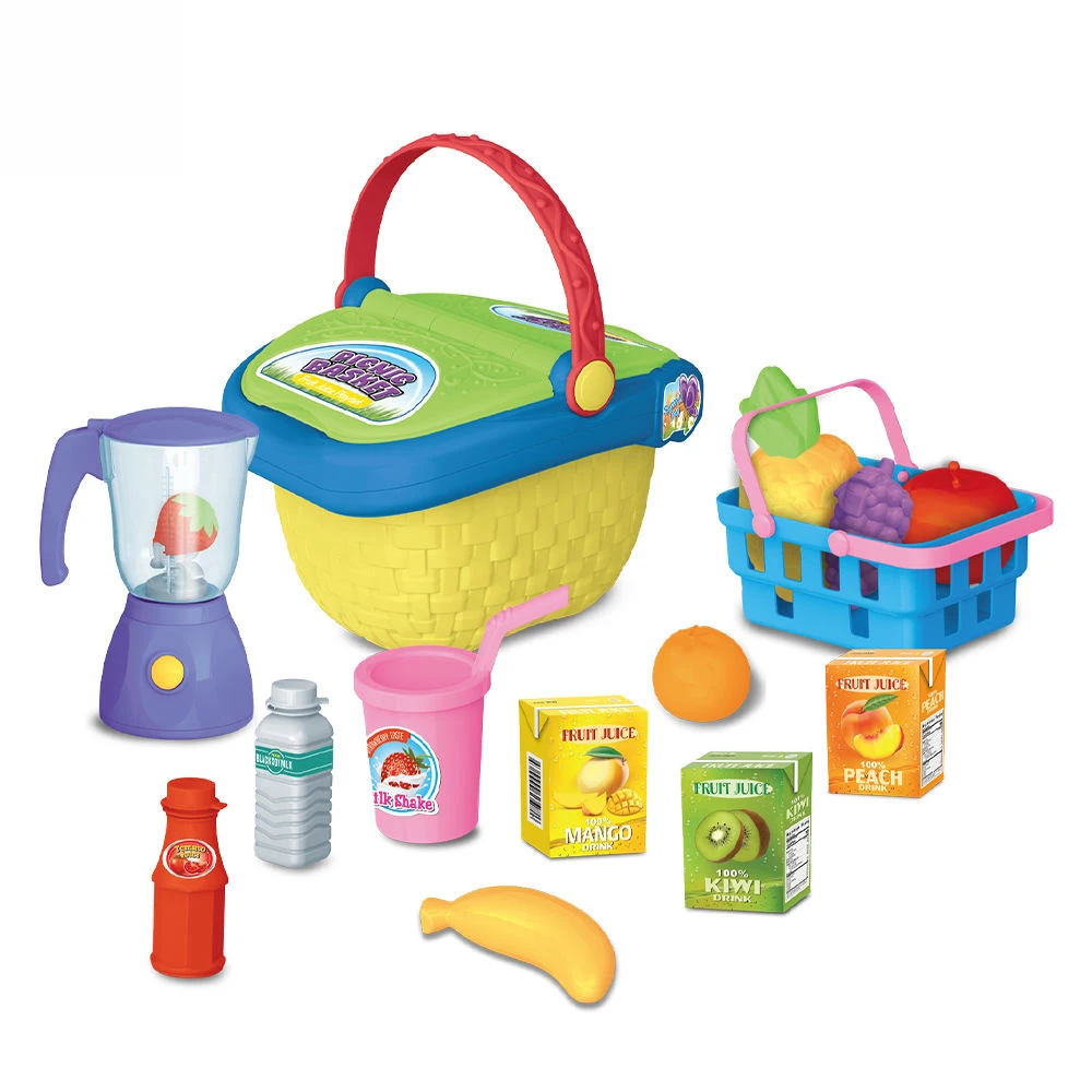 Kids Pretend Play Picnic Food Juice Squeezing Toy With Kitchen Storage ...
