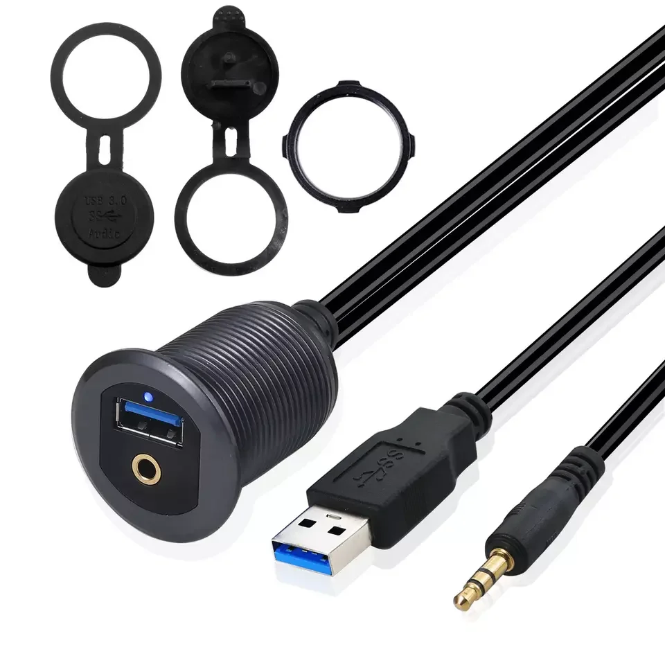 Oem Led Light Type C 2.0+usb2.0 Male To Female Aux Car Mount Flush Cable Waterproof Extension ...