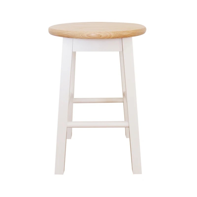 Round Rubber Wood Stool In White Legs For Kitchen Dinning Living Room ...