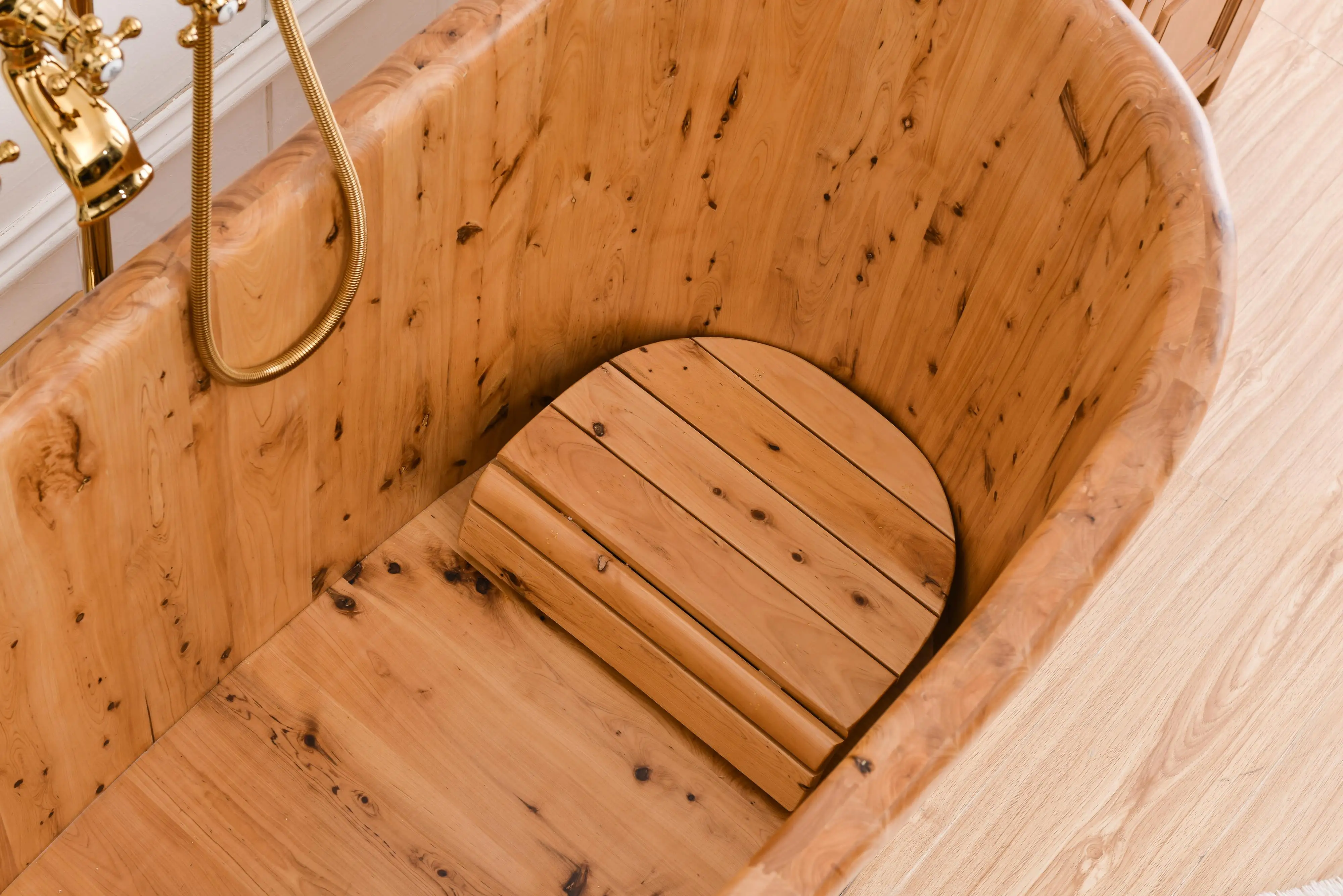 140cm/150cm/160cm Freestanding Tub Hinoki Wooden Bathtubs Portable Hot ...