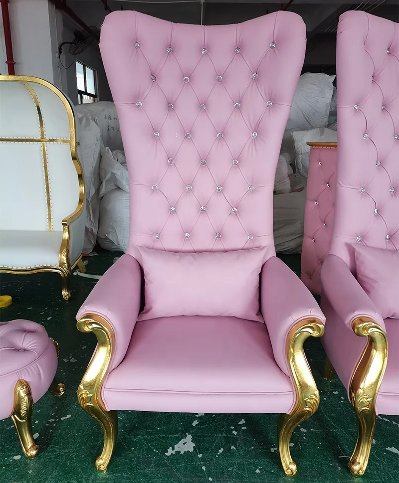Pink Foot Spa Pedicure Chair With High Back Throne Chair For Salon Shop ...