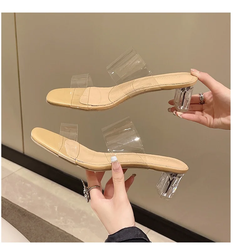 2025 New Transparent PVC Casual Sandals for Women Open Toe High Heel ...